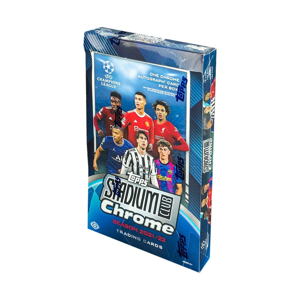 Topps 2021-22 UEFA Champions League Stadium Club Chrome Hobby Box, 6 Cards Per Pack, 1 Autograph ...