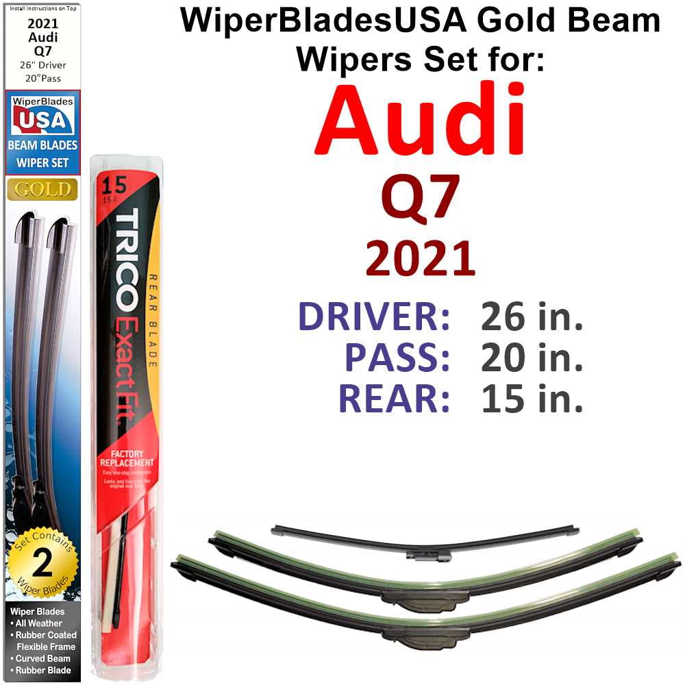 2021 Audi Q7 Beam Wiper Blades Wipers WBUSA (Set of 3) w/Rear Wiper - Walmart.com