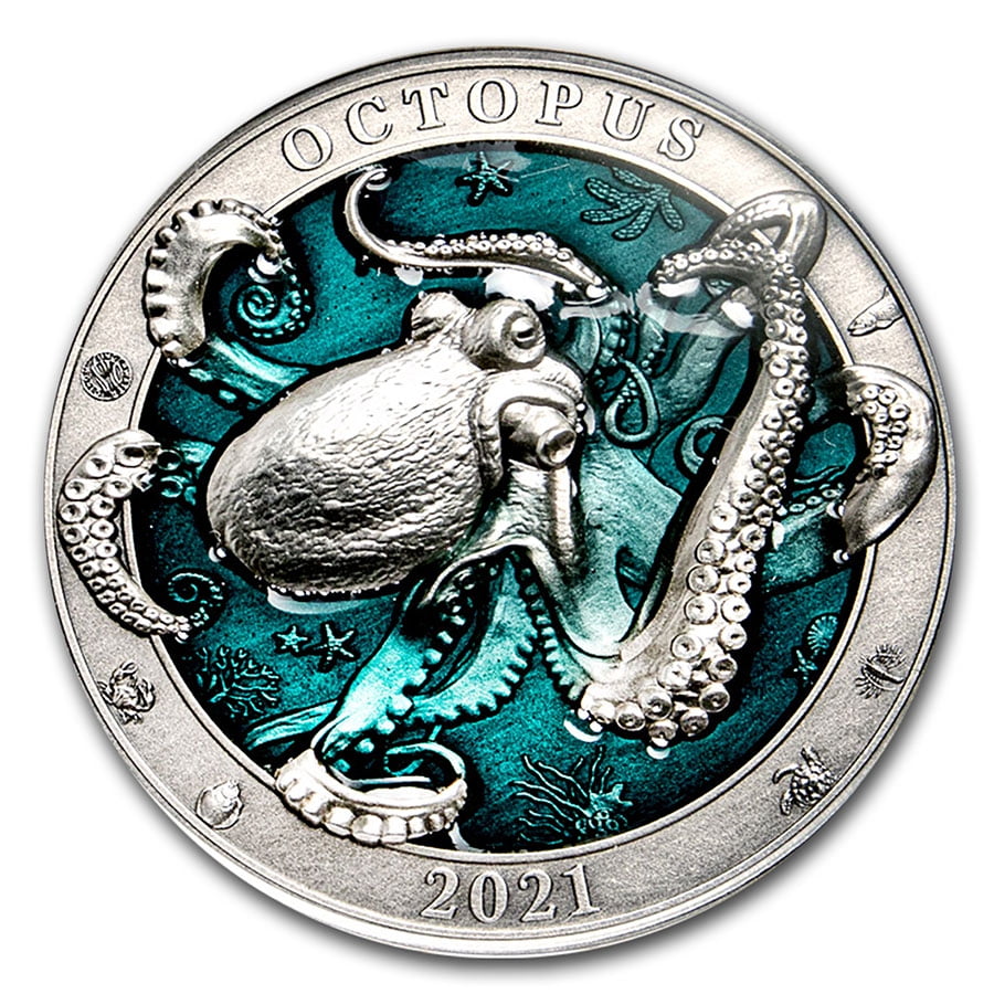 2021 Barbados 3 oz Silver Antique Underwater World (Octopus) - Walmart.com