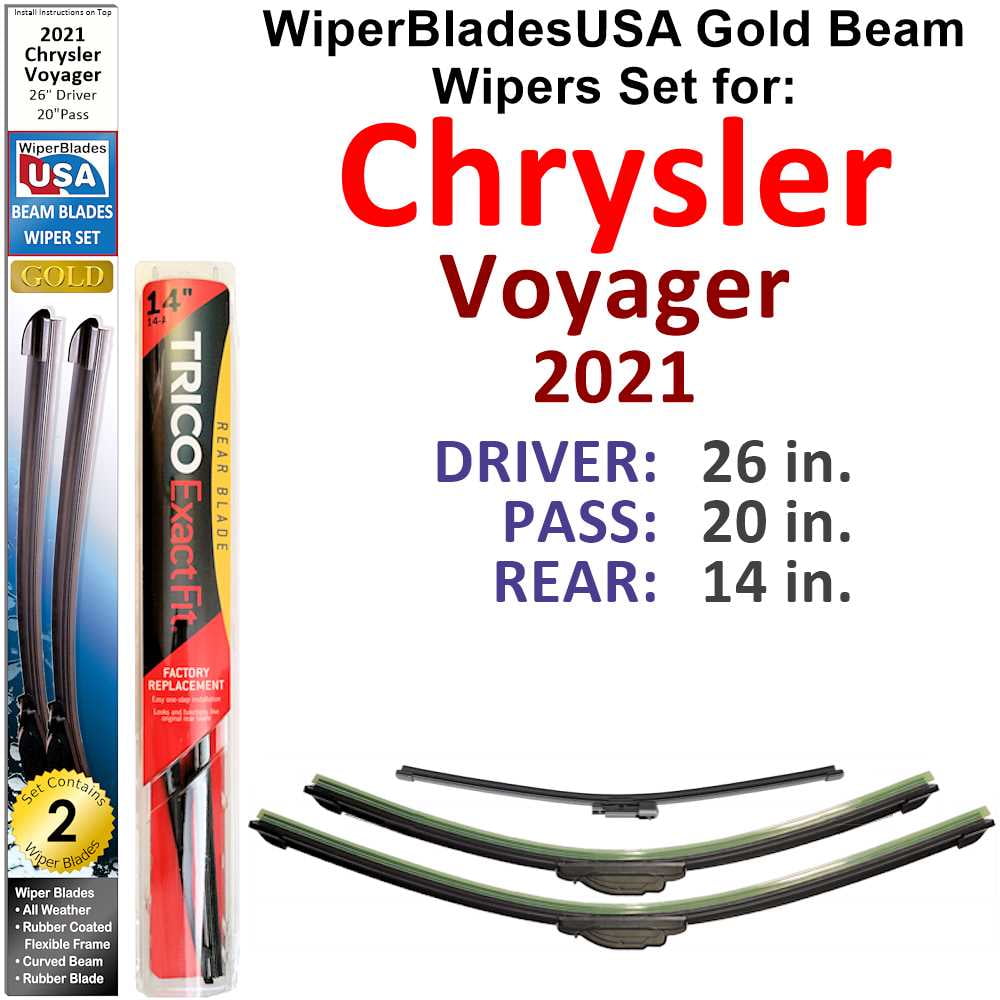 2021 Chrysler Voyager Beam Wiper Blades Wipers WBUSA (Set of 3) w/Rear ...