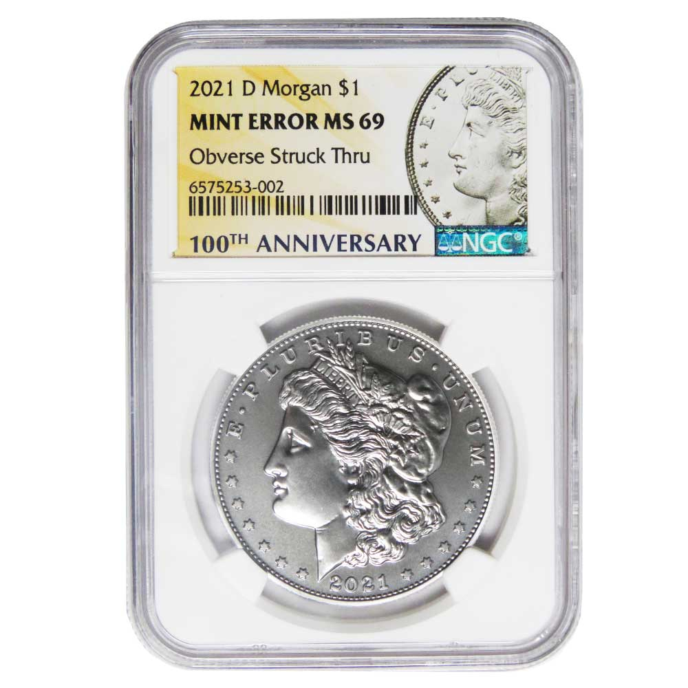 2021-D $1 Morgan Silver Dollar NGC MS69 Mint Error Obverse Struck Thru - Walmart.com