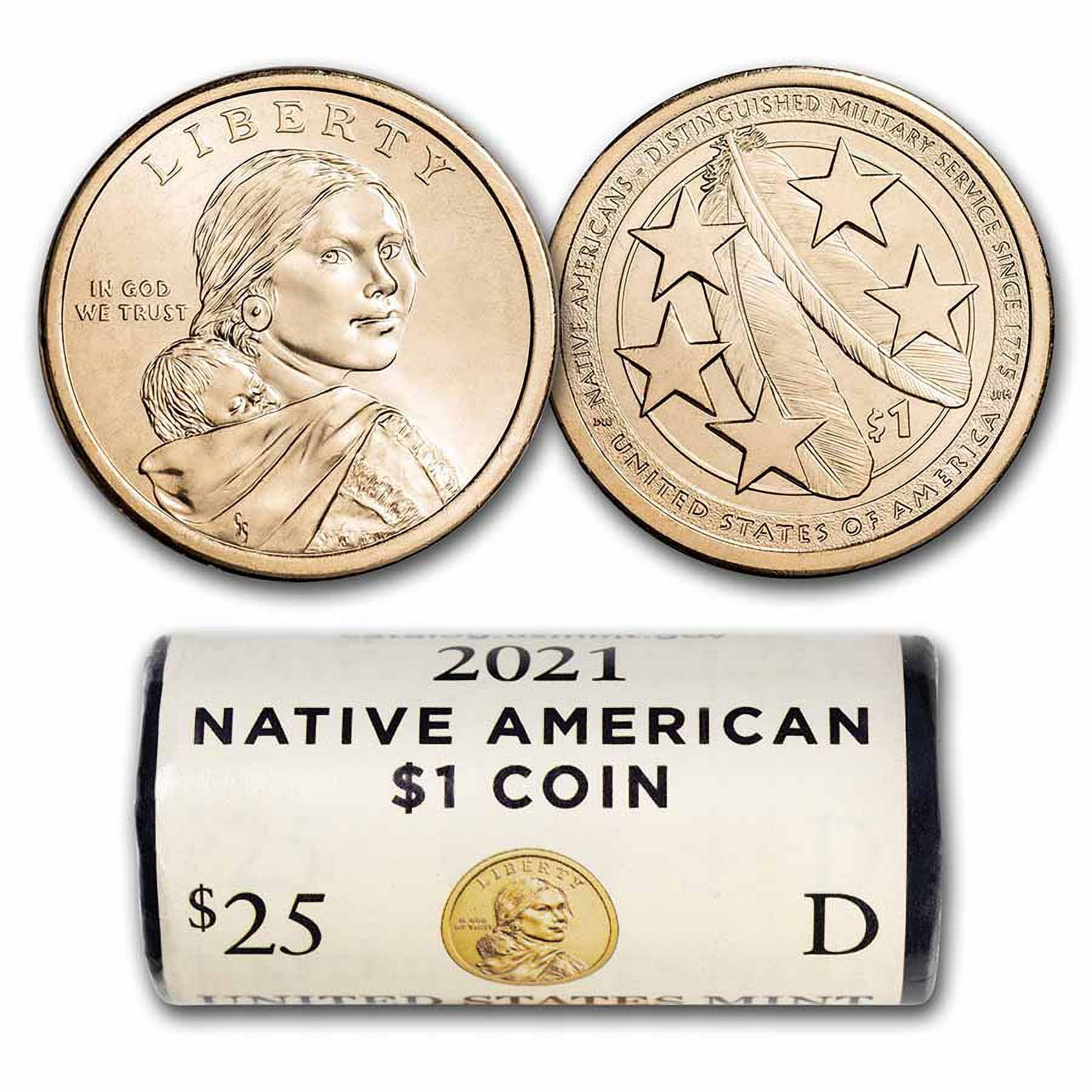 2021-D Native Amer $1 - Eagle Feathers BU (25-Coin Roll) - Walmart.com