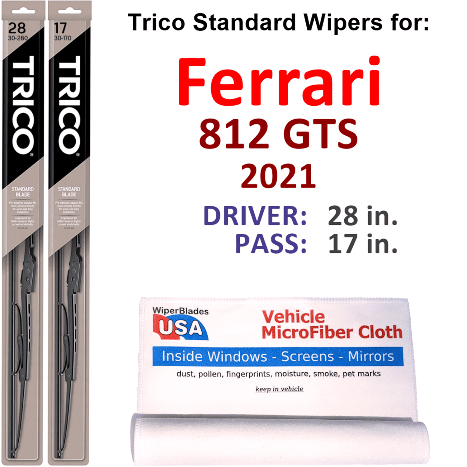 2021 Ferrari 812 GTS Wiper Blades (Set of 2) - Walmart.com