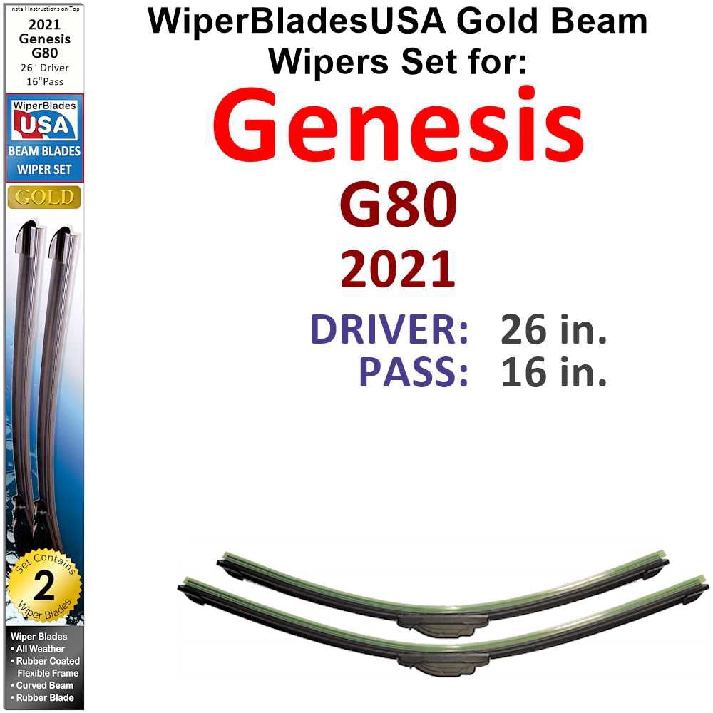 2021 Genesis G80 Beam Wiper Blades Wipers WBUSA (Set of 2) - Walmart.com