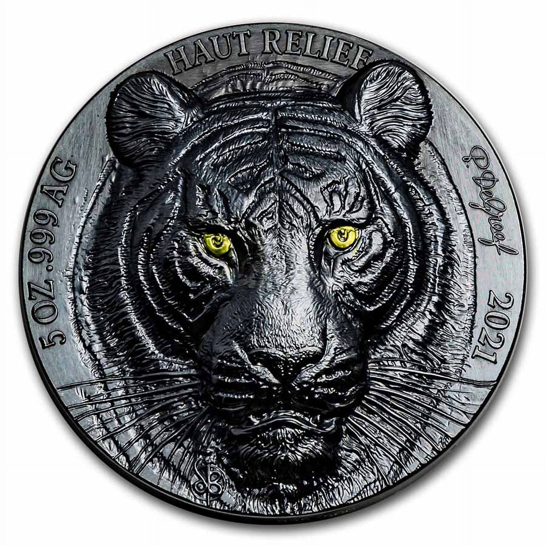 2021 Ivory Coast 5 oz Silver Edition Noire Big Five Asia: Tiger ...