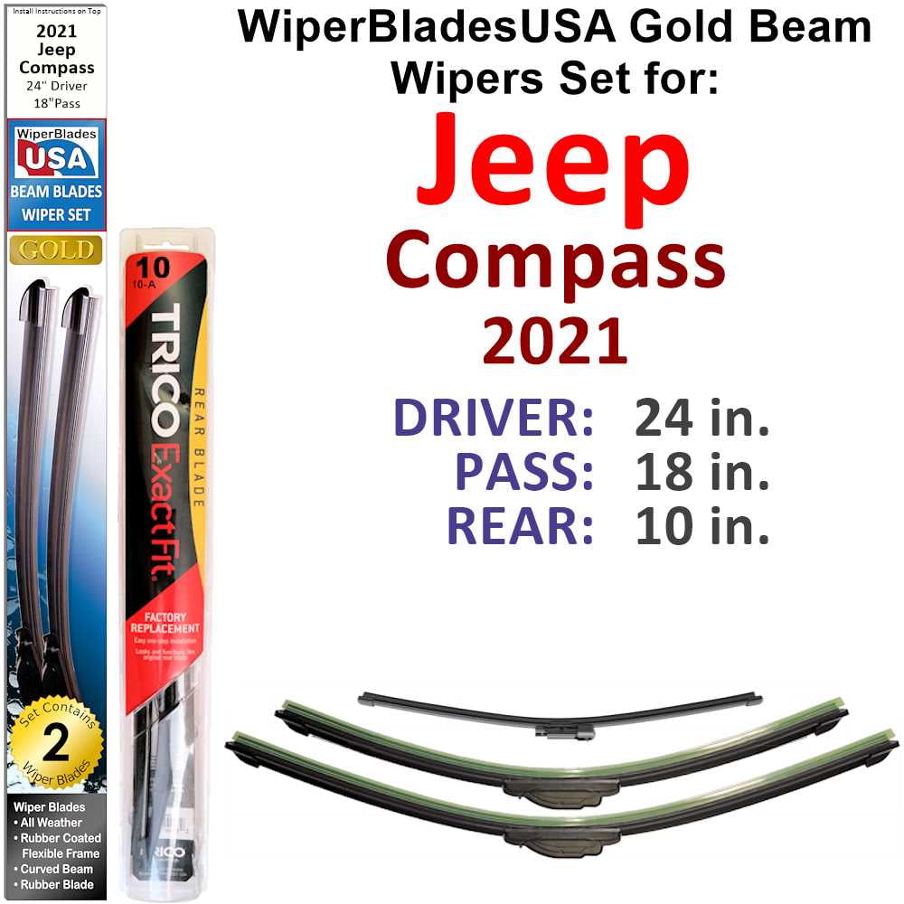 2021 Jeep Compass Beam Wiper Blades Wipers WBUSA (Set of 3) w/Rear ...