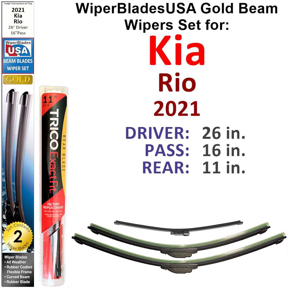 2021 Kia Rio Beam Wiper Blades Wipers WBUSA (Set of 3) w/Rear Wiper ...
