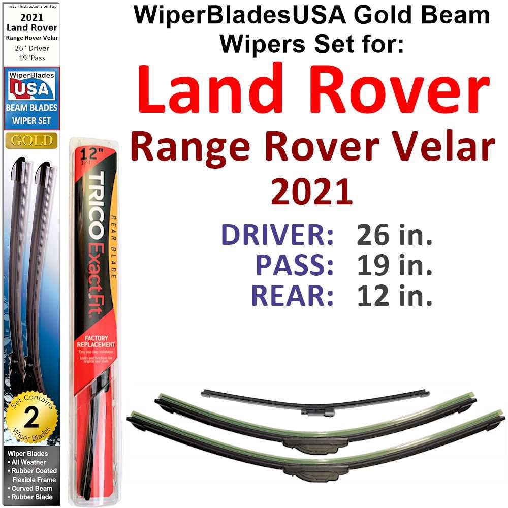 2021 Land Rover Range Rover Velar Beam Wiper Blades Wipers WBUSA (Set ...