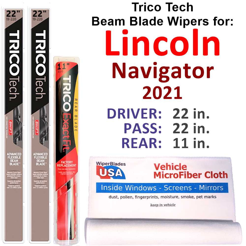 2021 Lincoln Navigator Beam Blade Wipers (Set of 3) w/Rear Wiper ...