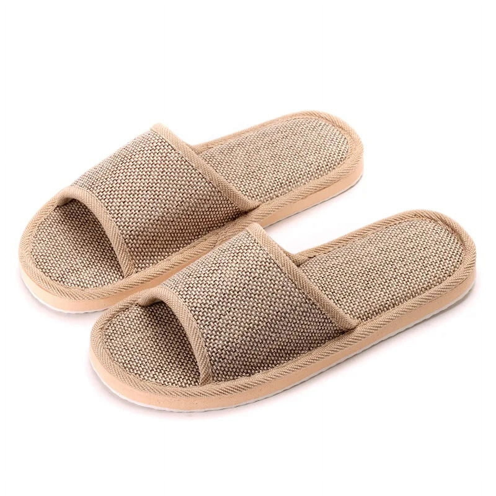 2021 Linen Shoes Women Household Slippers Indoor Floor Flip Flops ...