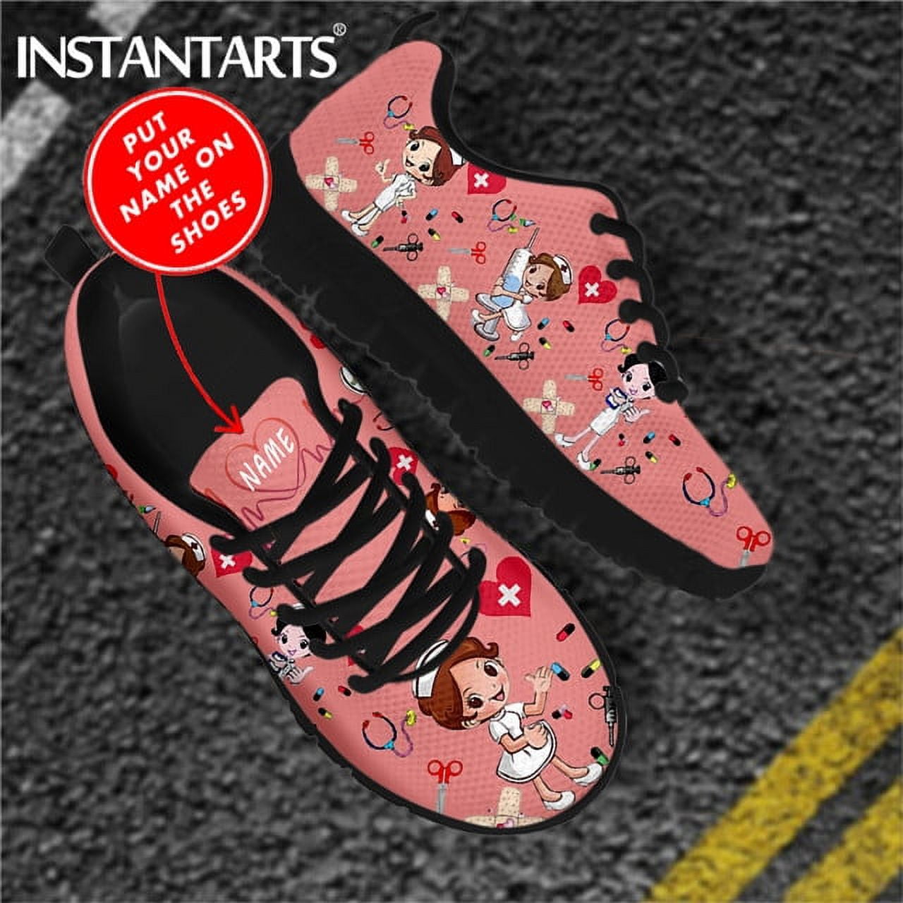 2021 Luxury Designer Shoes Cute Cartoon Nurse Custom Name Print Mesh ...