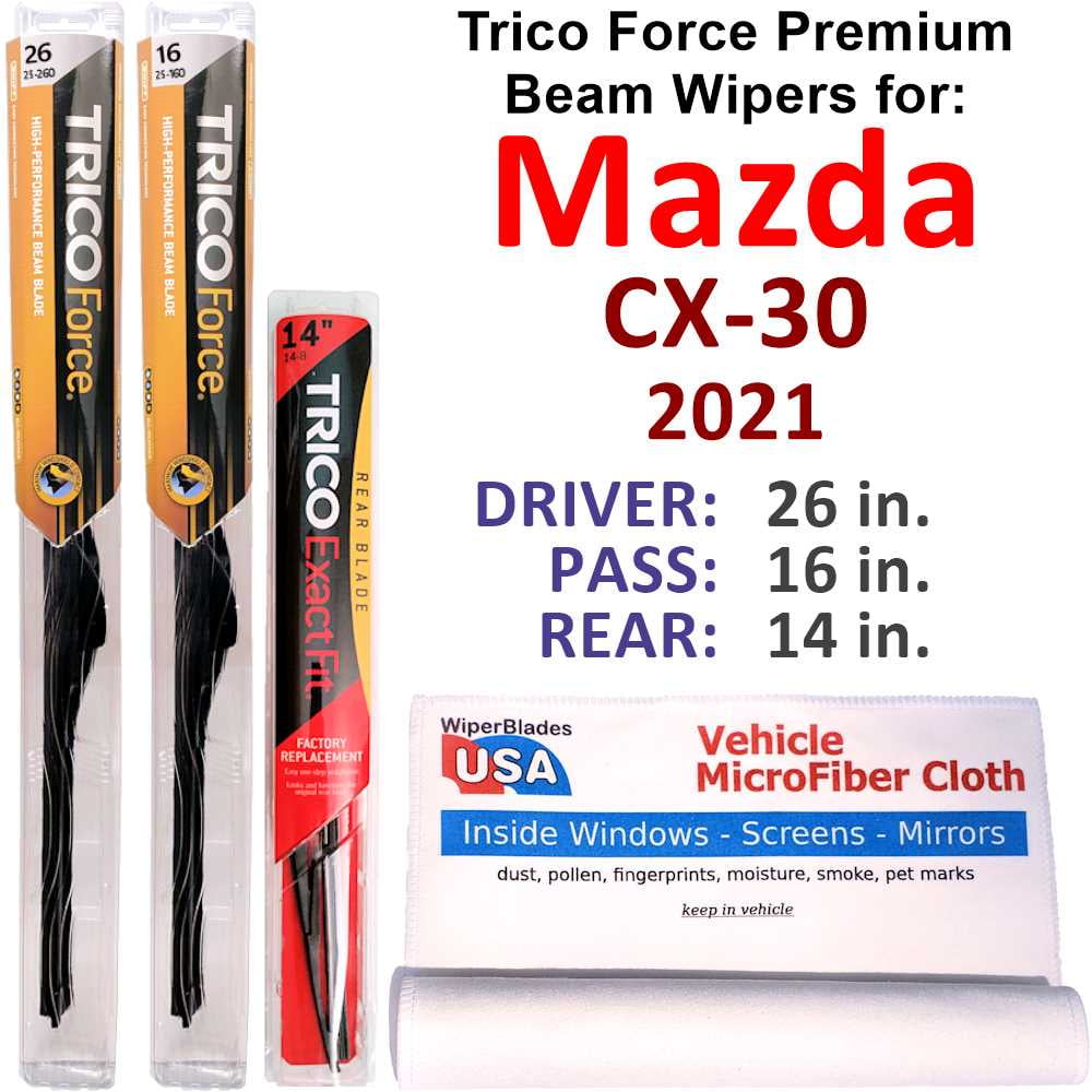 2021 Mazda CX-30 Performance Beam Wipers (Set of 3) w/Rear Wiper ...