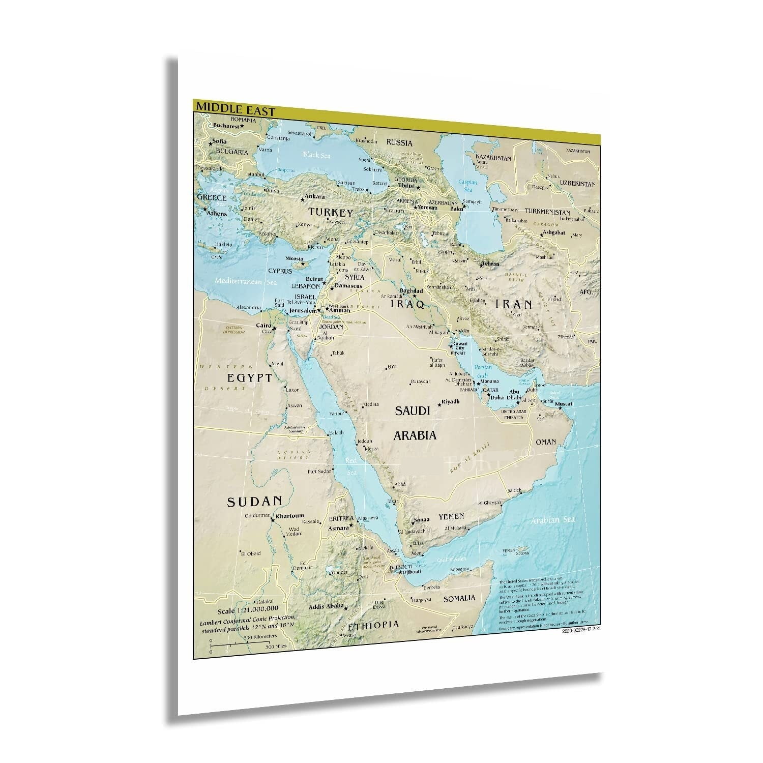 2021 Middle East Map Poster Map of the Middle East Region - Countries ...