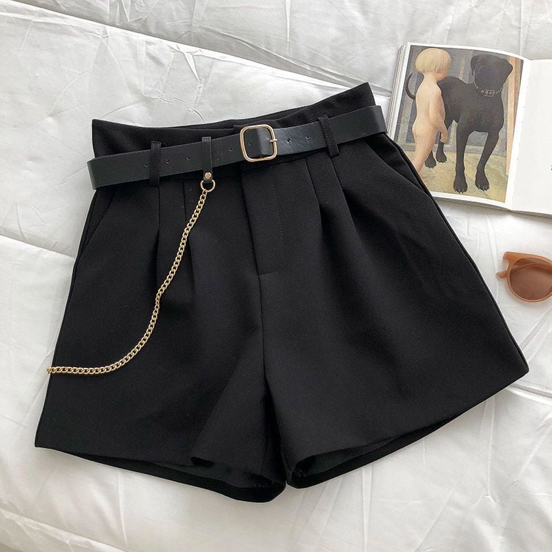 2021 New Casual Comfortable Elegant Wild Shorts with Belt Women's ...