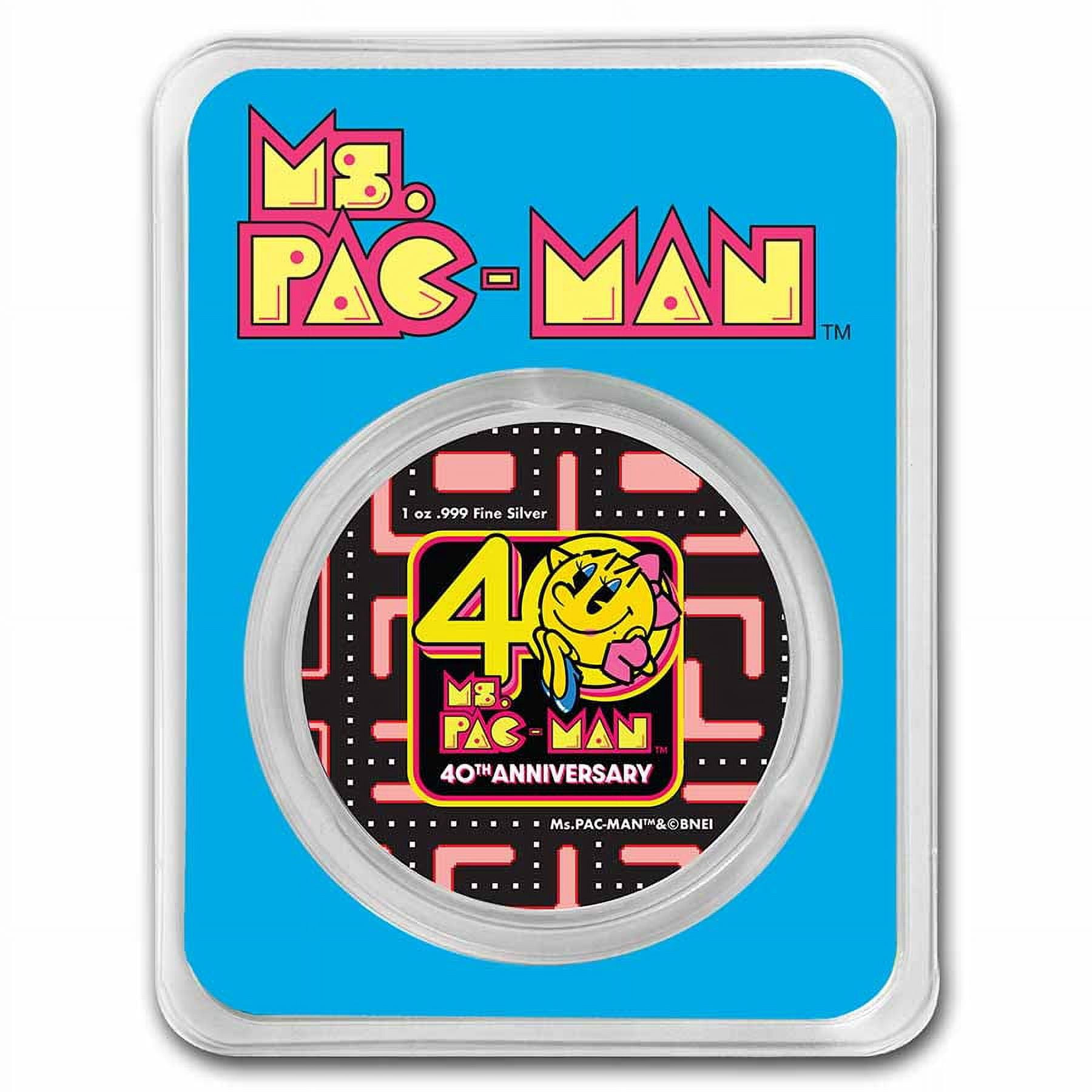 2021 Niue Colorized 1 oz Ag $2 Ms.PAC-MAN™ 40th Anniversary BU ...