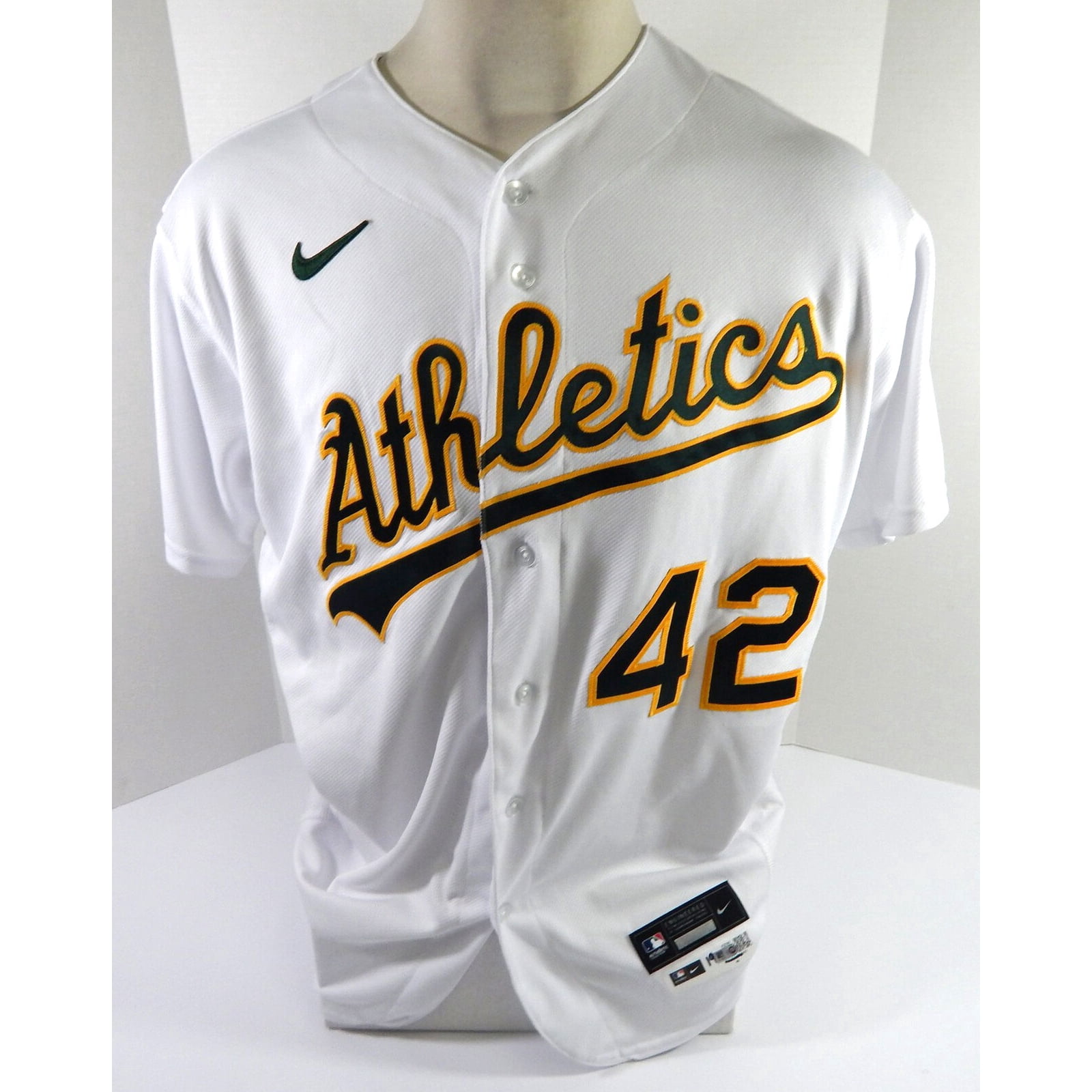 2021 Oakland Athletics Cole Irvin #42 Game Used White Jersey Jackie ...
