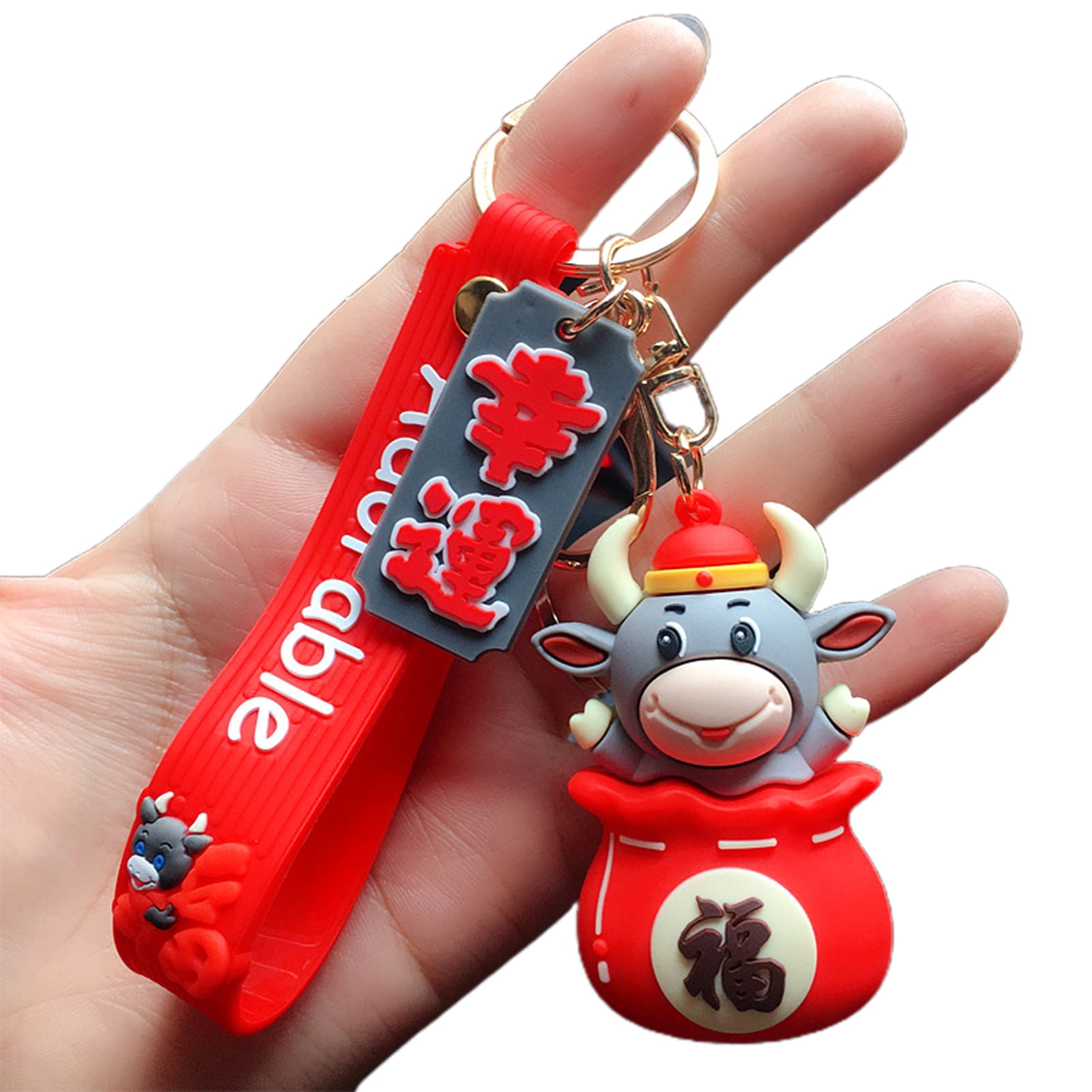 2021 Ox Year Cartoon Ox Keychains Keyring Treasure Chinese New Year ...