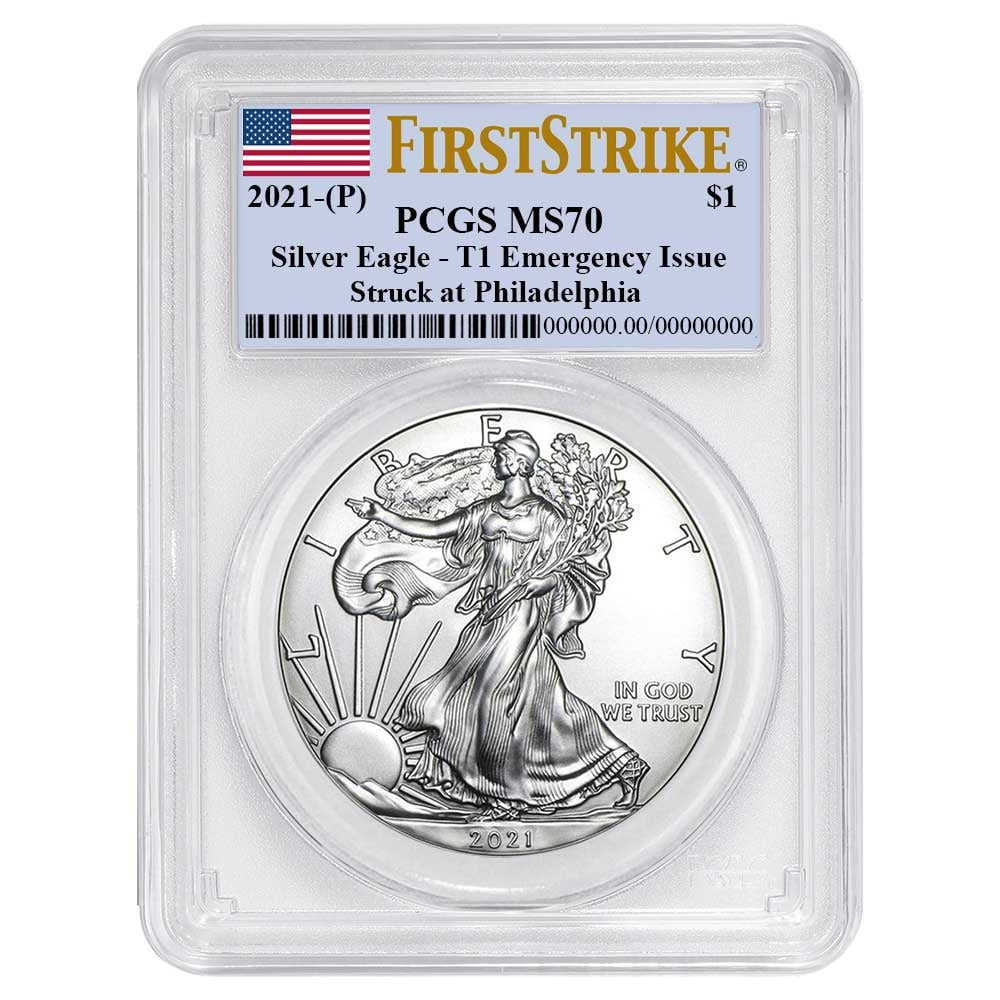 2021 (P) $1 American Silver Eagle PCGS MS70 Emergency Issue FS Flag Label - Walmart.com