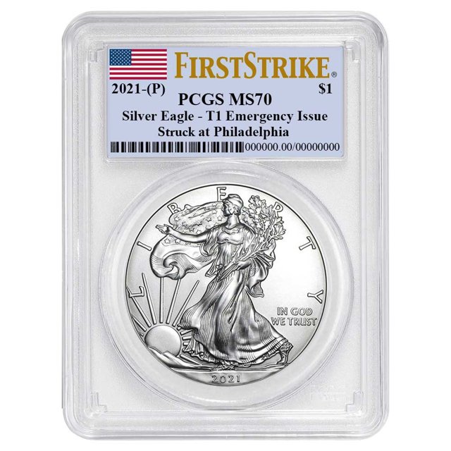 2021 (P) $1 American Silver Eagle PCGS MS70 Emergency Issue FS Flag Label - Walmart.com