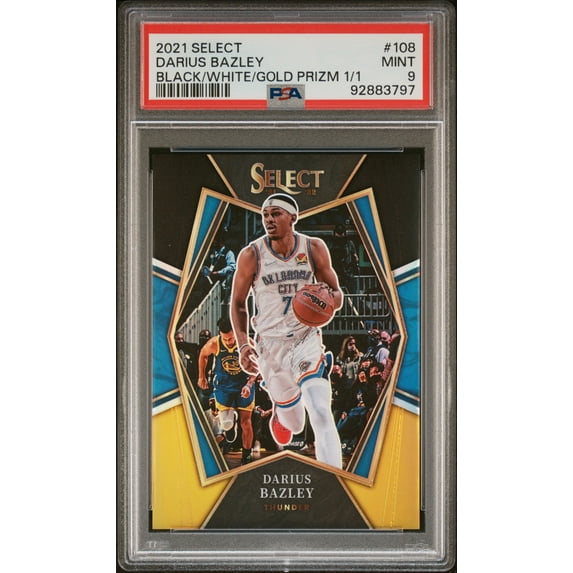 2021 Panini Select Black/White/Gold Prizm 1/1 Darius Bazley #108 PSA 9 ...