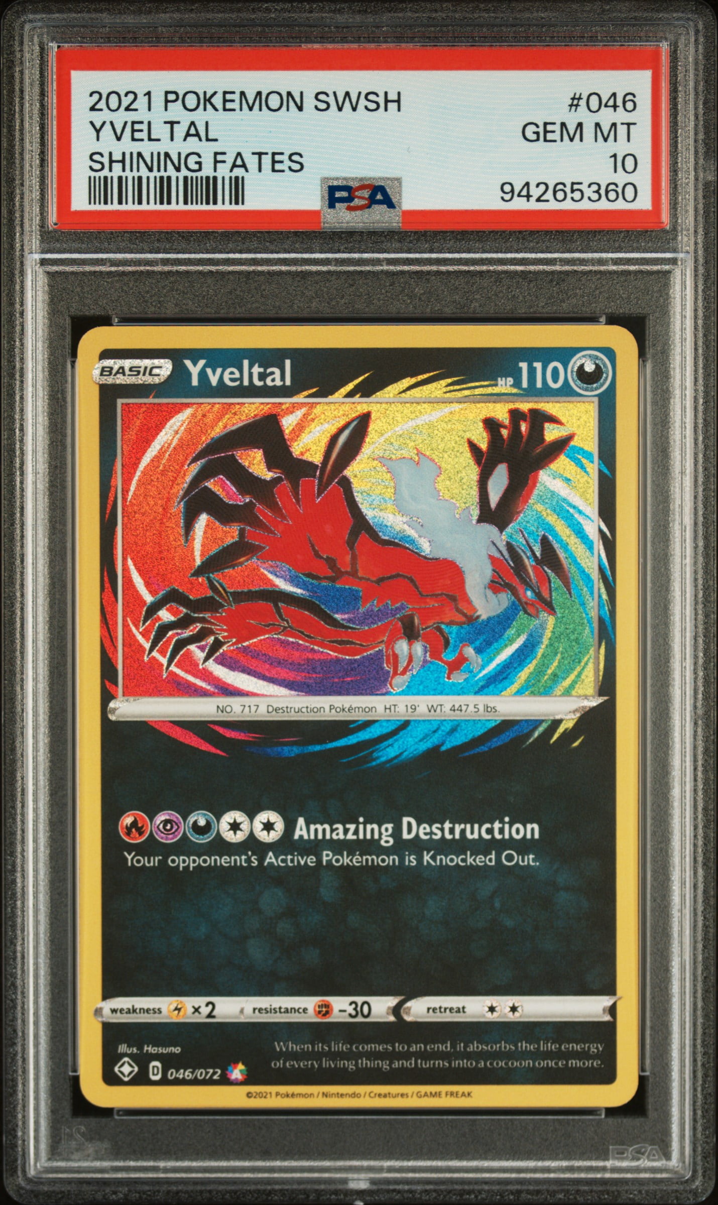 2021 Pokémon Shining Fates Yveltal Amazing Rare #046 PSA 10 - Walmart.com
