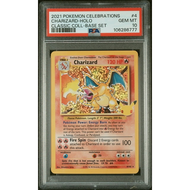2021 Pokemon Celebrations #4 Charizard Classic Collection Holo PSA 10 - Walmart.com