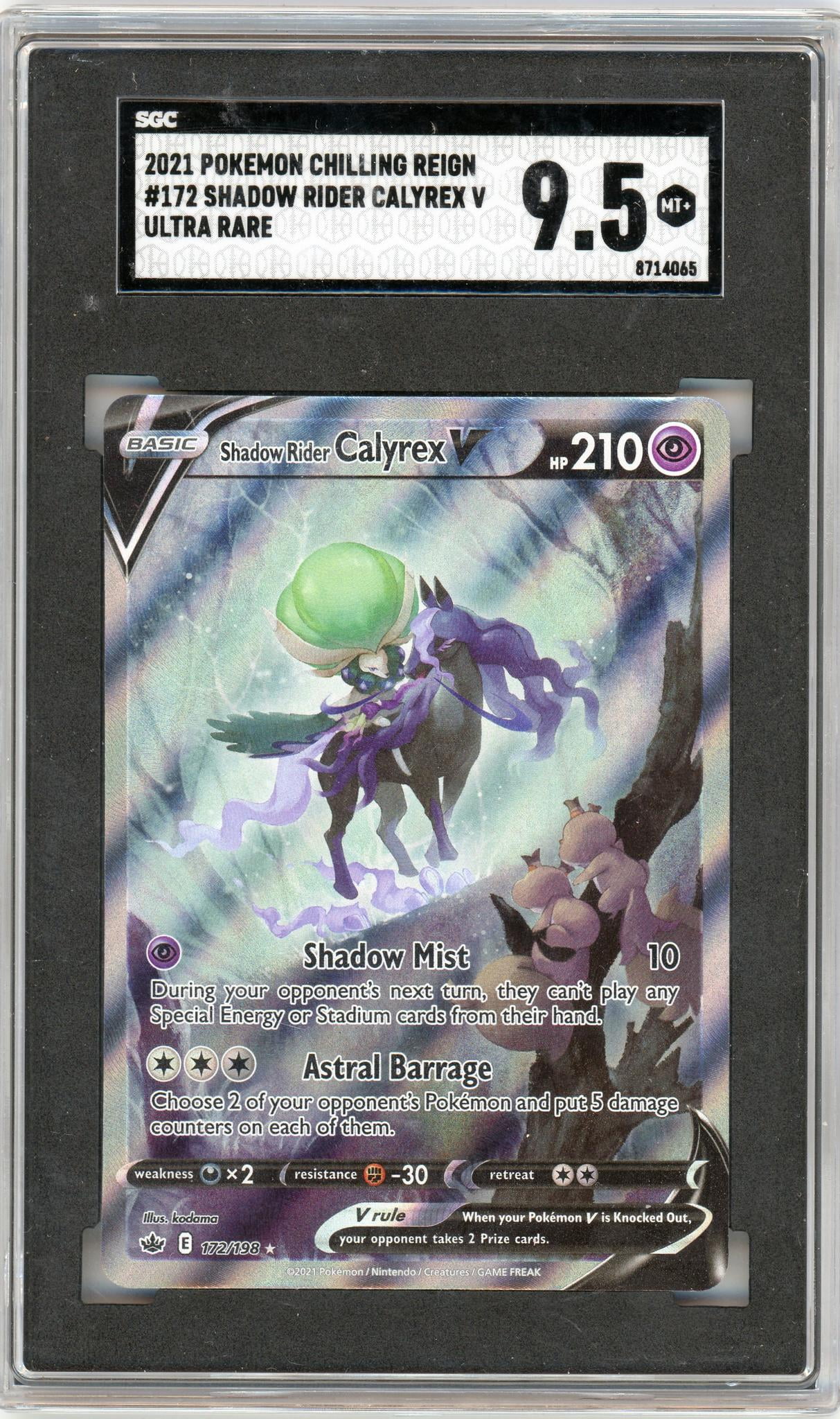 2021 Pokemon Chilling Reign #172 Shadow Rider Calyrex V Ultra Rare SGC ...