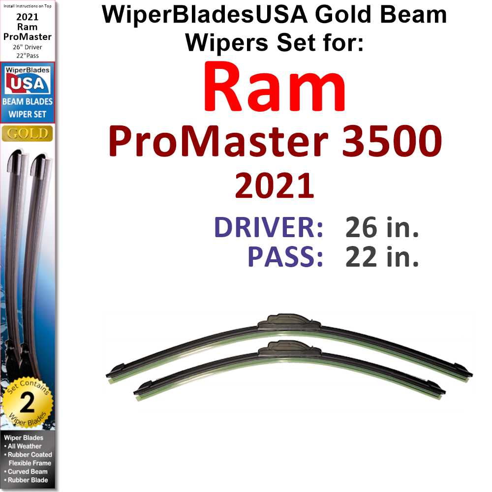 2021 Ram ProMaster 3500 Beam Wiper Blades Wipers (Set of 2) - Walmart.com