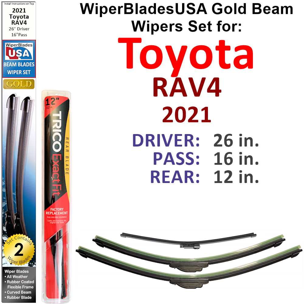 2021 Toyota RAV4 Beam Wiper Blades Wipers WBUSA (Set of 3) w/Rear Wiper ...