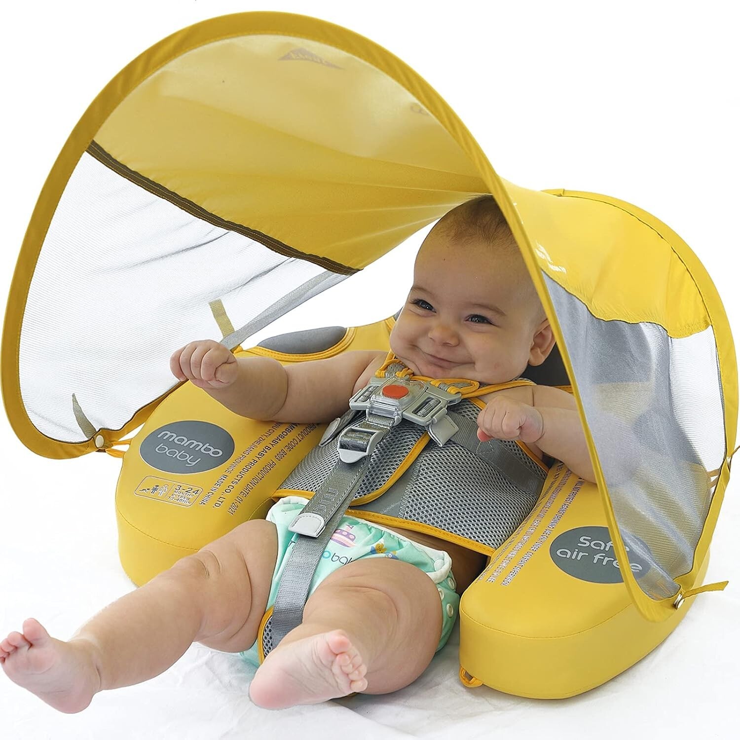 2021 Upgraded Baby Pool Float - Soft Silicone with Safety Canopy for ...