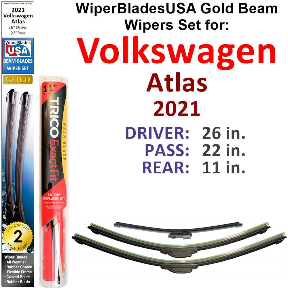 2021 Volkswagen Atlas Beam Wiper Blades Wipers WBUSA (Set of 3) w/Rear ...