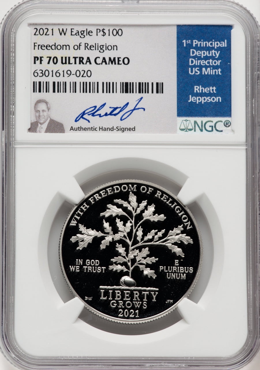 2021-W $100 One-Ounce Platinum Eagle Freedom of Religion NGC PF70 ...