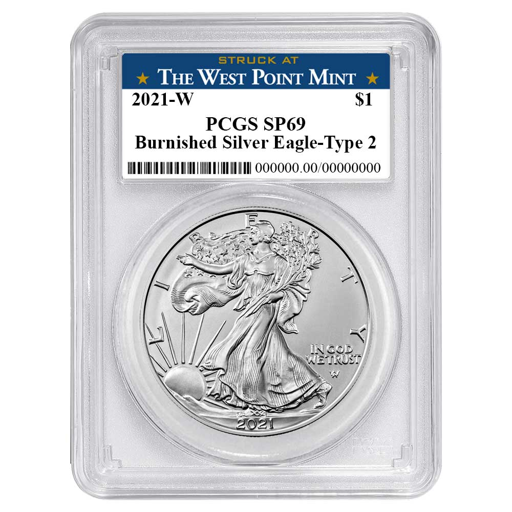 2021-W Burnished $1 Type 2 American Silver Eagle PCGS SP69 West Point Label - Walmart.com