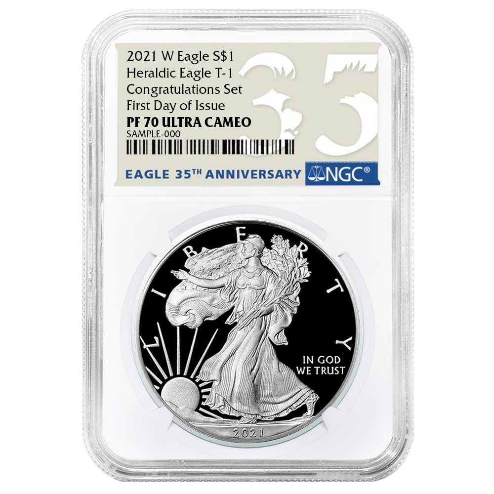 2021-W Proof $1 Type 1 American Silver Eagle Congratulations Set NGC ...