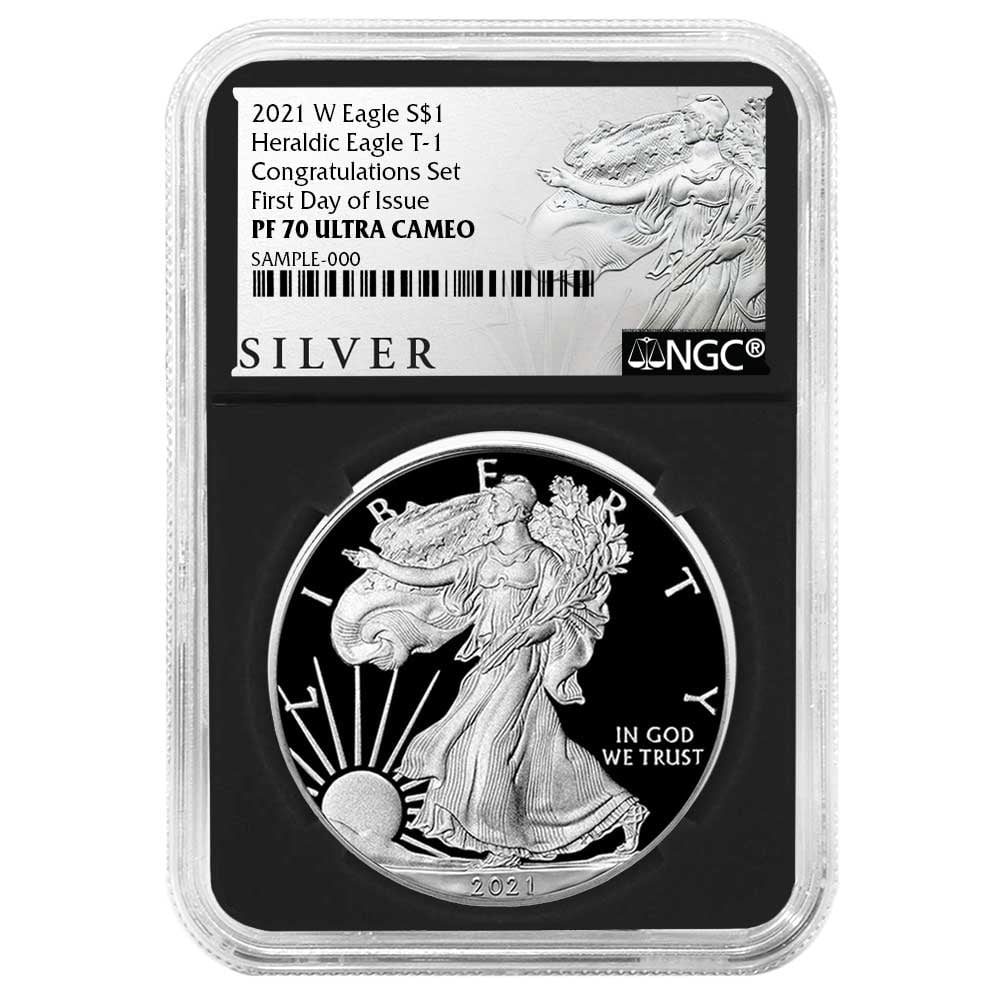 2021-W Proof $1 Type 1 American Silver Eagle Congratulations Set NGC ...