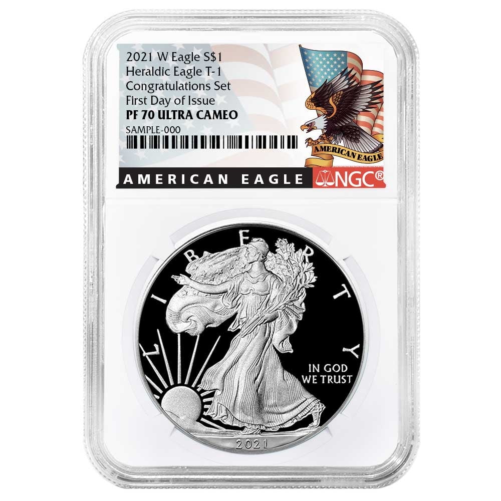 2021-W Proof $1 Type 1 American Silver Eagle Congratulations Set NGC ...