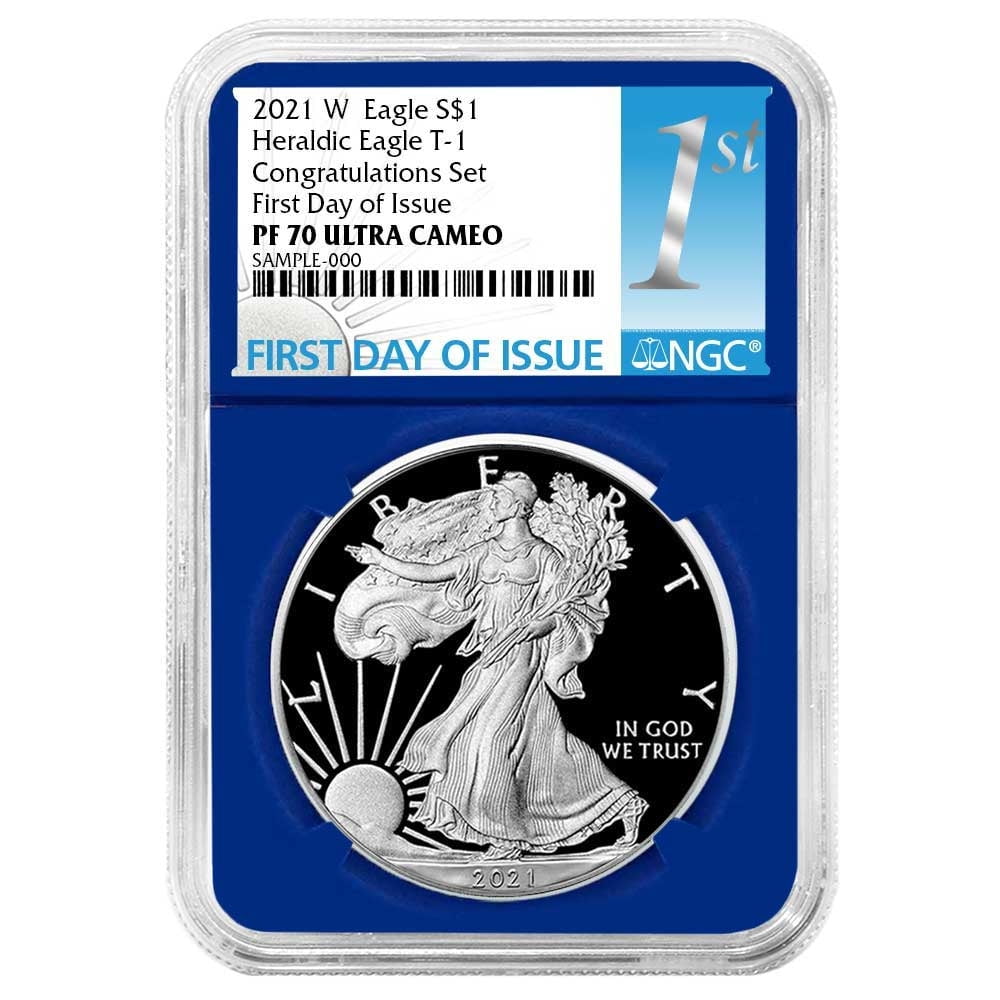 2021-W Proof $1 Type 1 American Silver Eagle Congratulations Set NGC ...