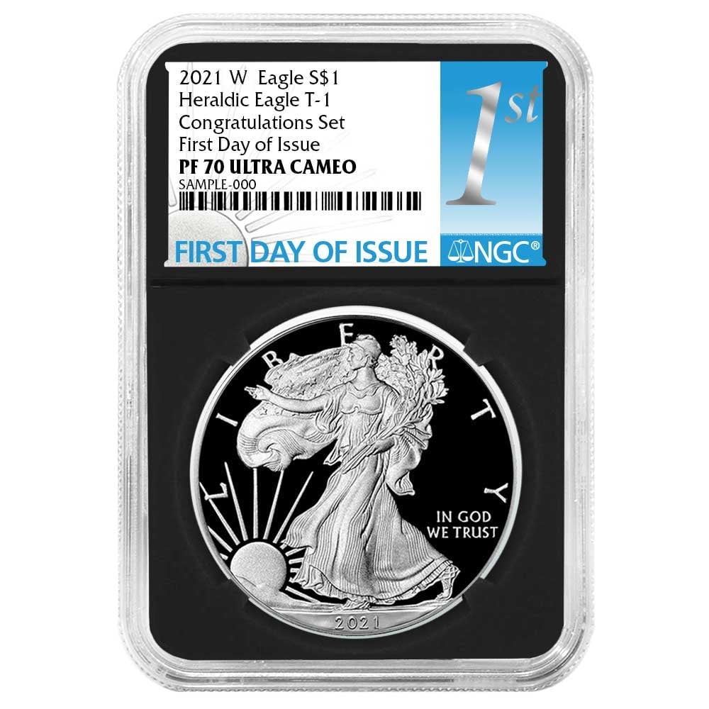 2021-W Proof $1 Type 1 American Silver Eagle Congratulations Set NGC ...