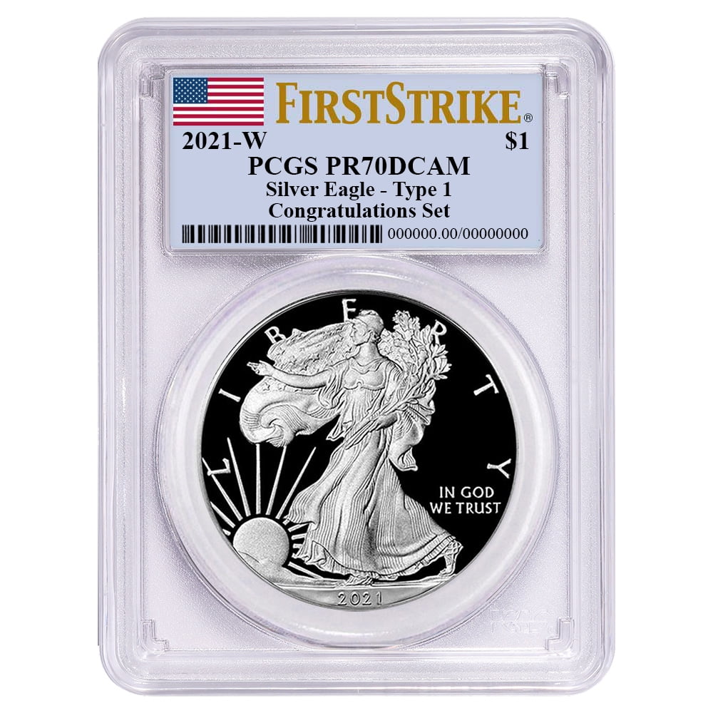 2021-W Proof $1 Type 1 American Silver Eagle Congratulations Set PCGS ...