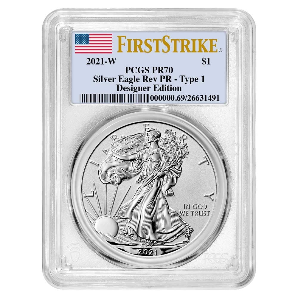 2021-W Reverse Proof $1 Type 1 American Silver Eagle PCGS PR70 FS Flag ...