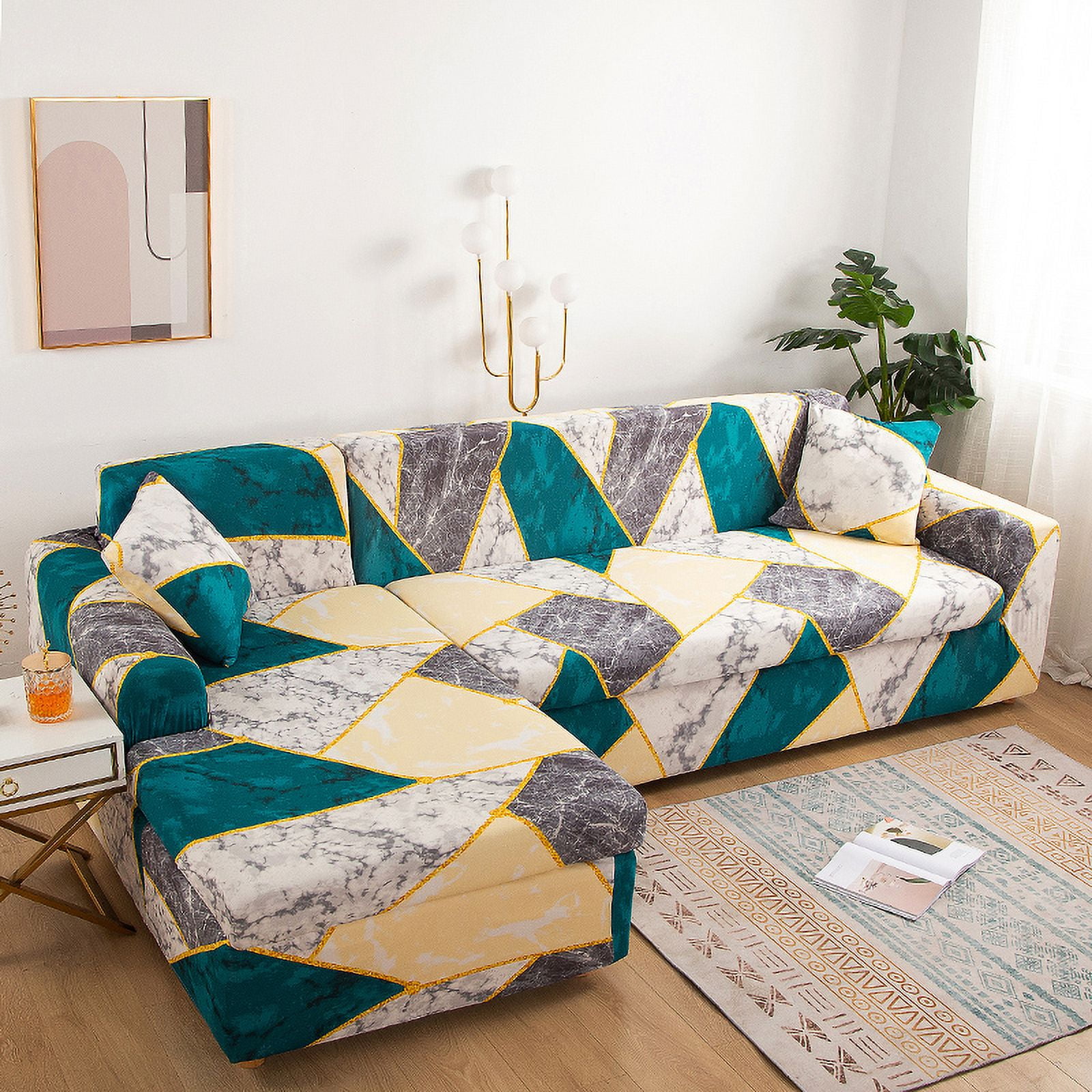 2021 new style printed L shape sofa covers for living room sofa ...