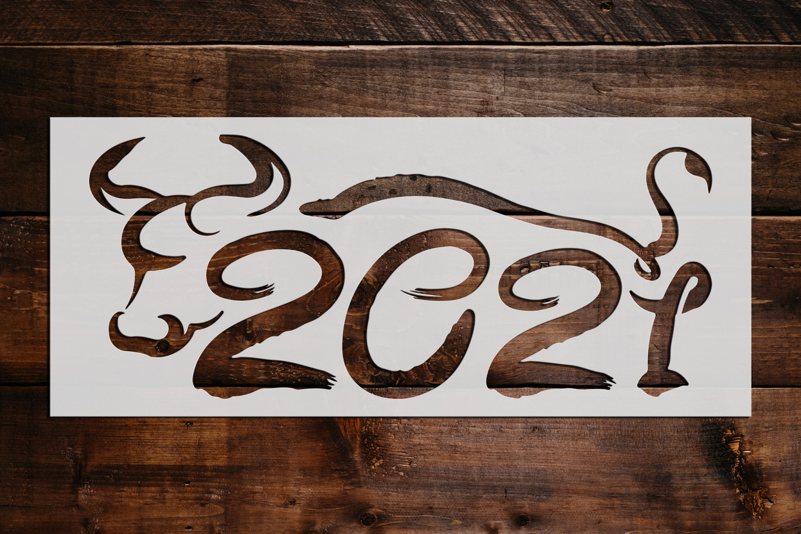 2021 with a Bull Stencil - Art and Wall Stencil (15"x45") - Walmart.com
