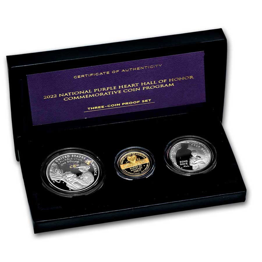 2022 3-Coin Purple Heart Commem Proof Set (w/Box & COA) - Walmart.com