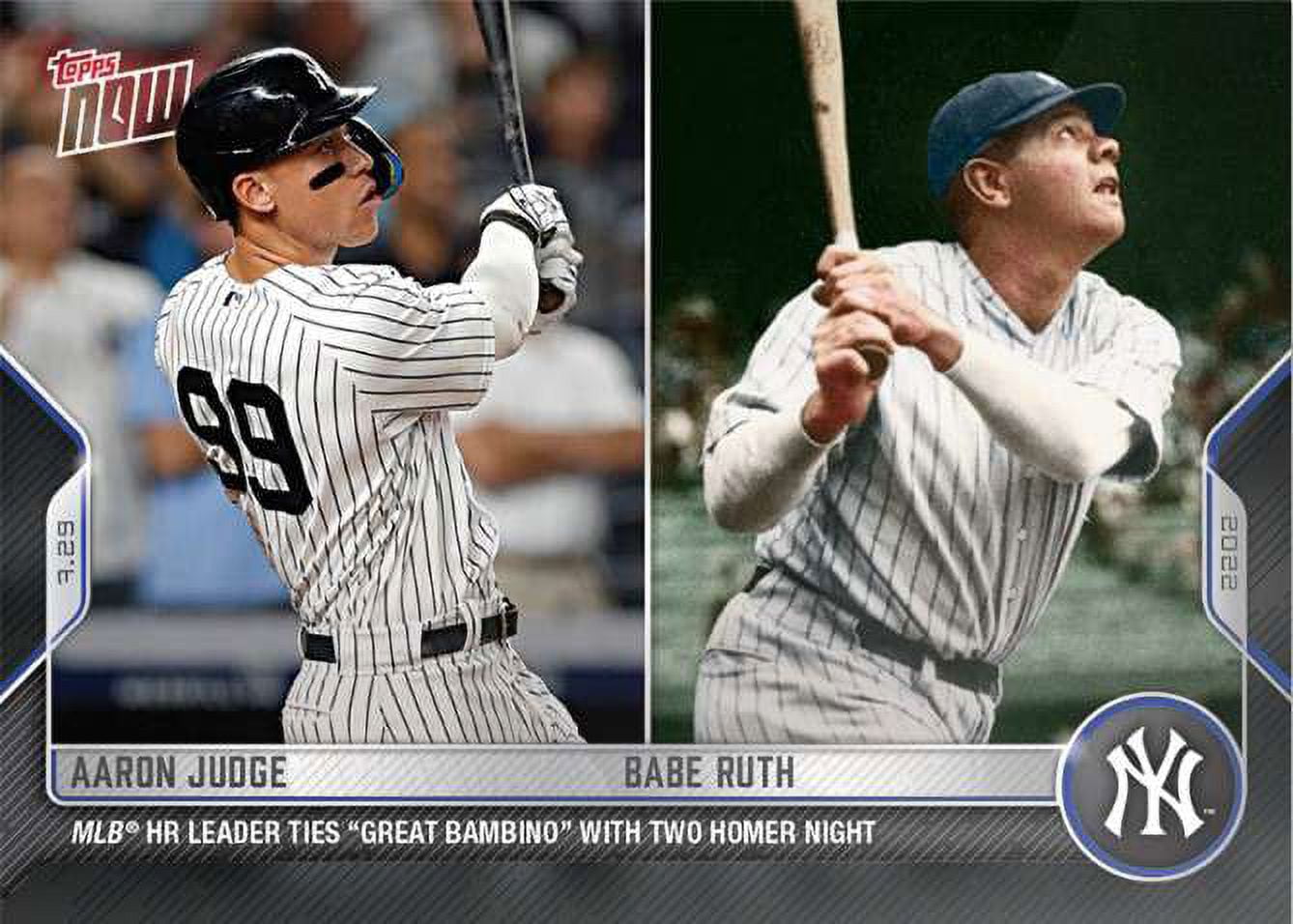 2022 Aaron Judge & Babe Ruth Trading Card (MLB HR Leader Ties Great ...