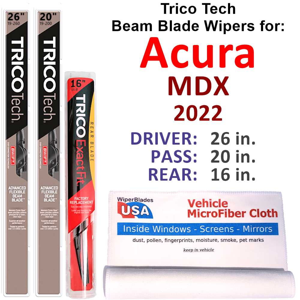 2022 Acura MDX Beam Blade Wipers (Set of 3) w/Rear Wiper - Walmart.com
