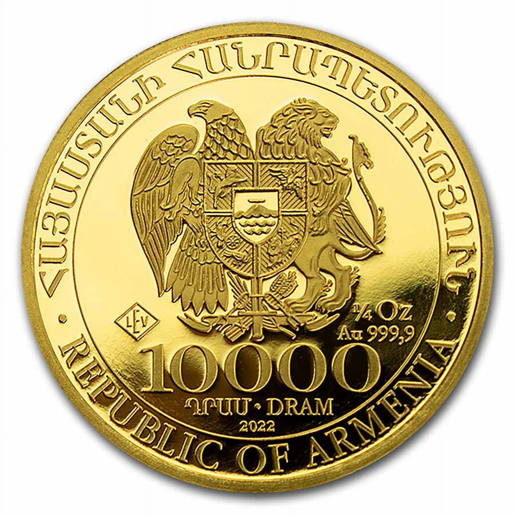 2022 Armenia 1/4 oz Gold 10,000 Dram Noah's Ark BU - Walmart.com