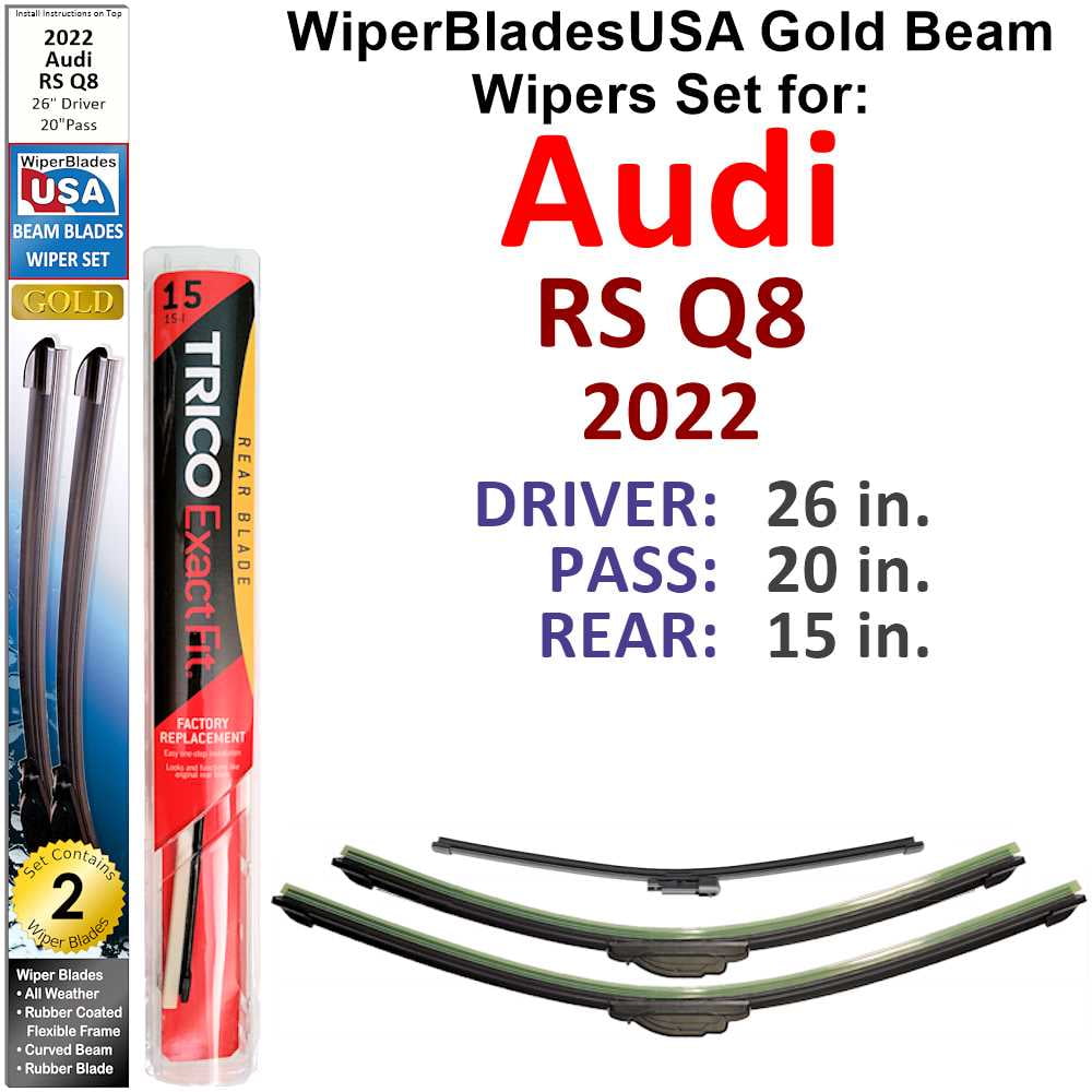 2022 Audi RS Q8 Beam Wiper Blades Wipers WBUSA (Set of 3) w/Rear Wiper ...