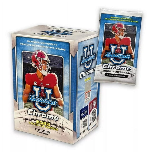 Topps 2022 Bowman University Football Chrome Value Box, 7 Packs ...