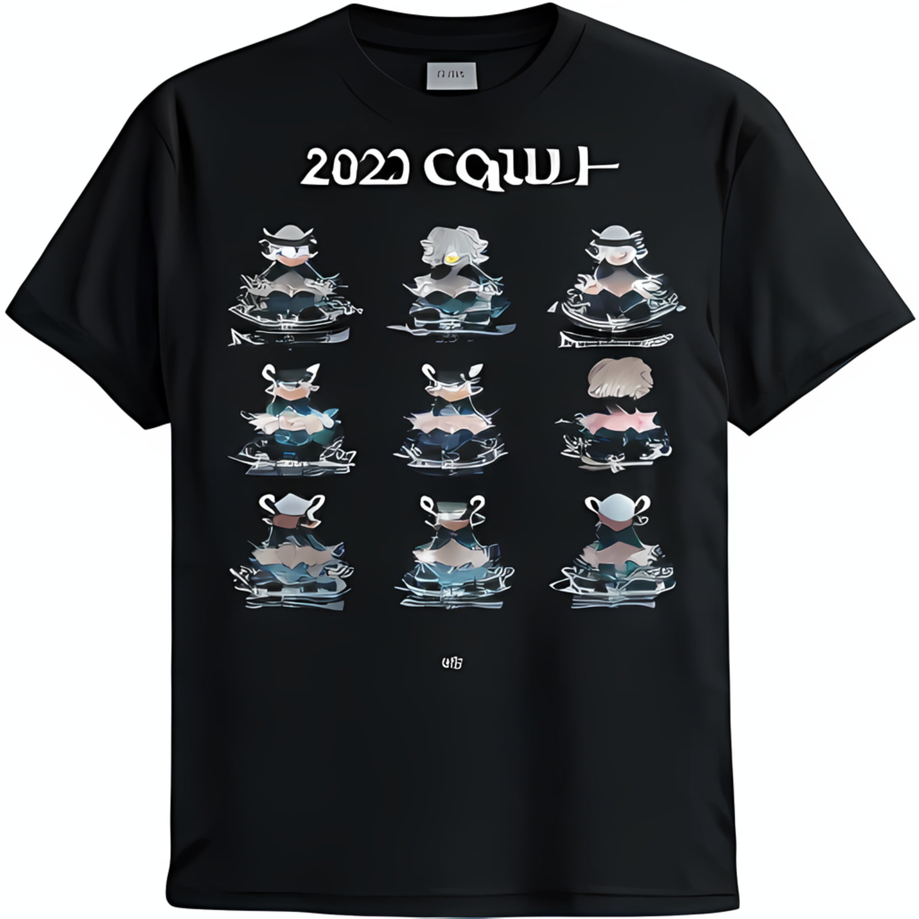 2022 CQWL Black T-Shirt with Cartoon Characters Driving Vehicle Graphic ...