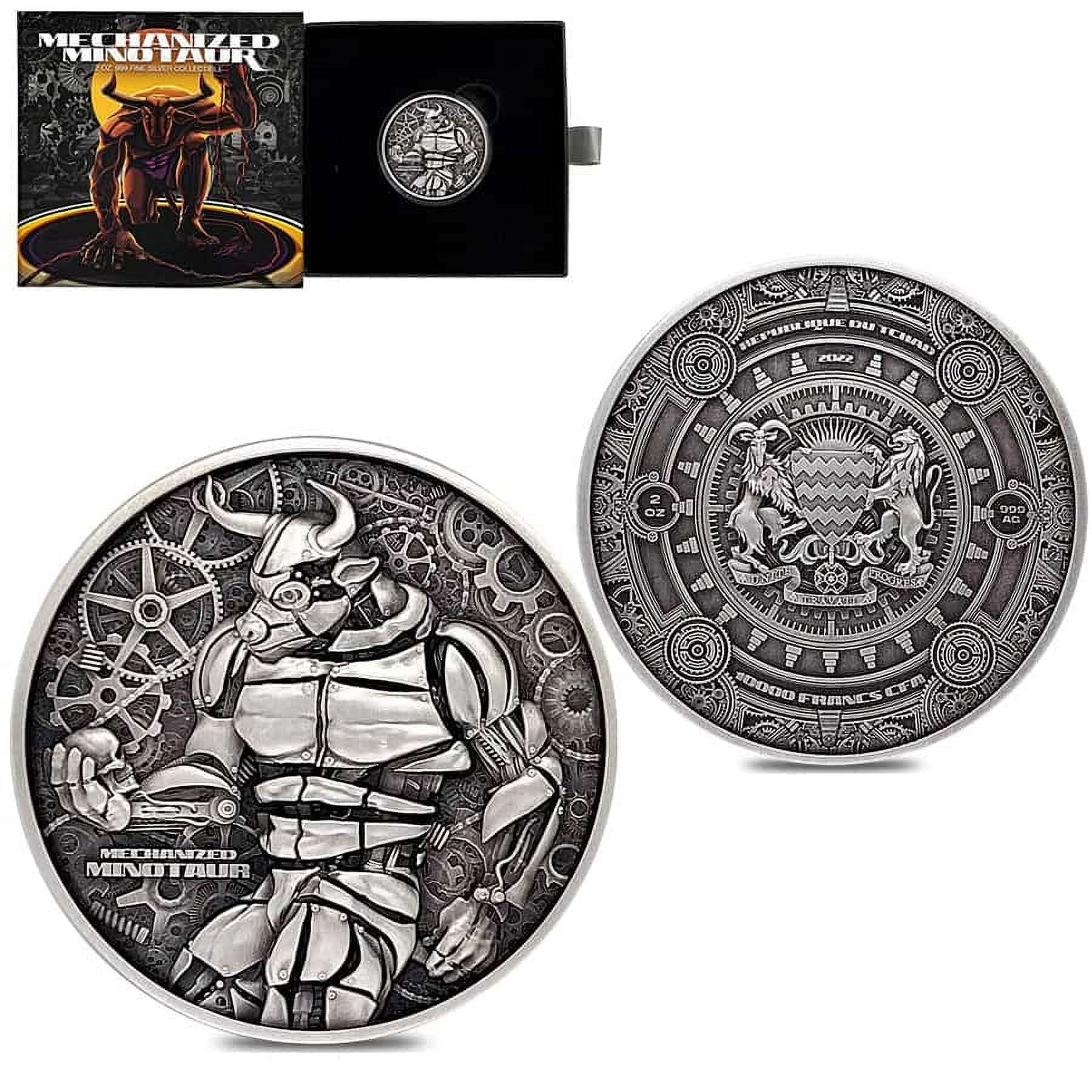 2022 Chad 2 oz Silver Mechanized Minotaur High Relief Coin, Antiqued ...